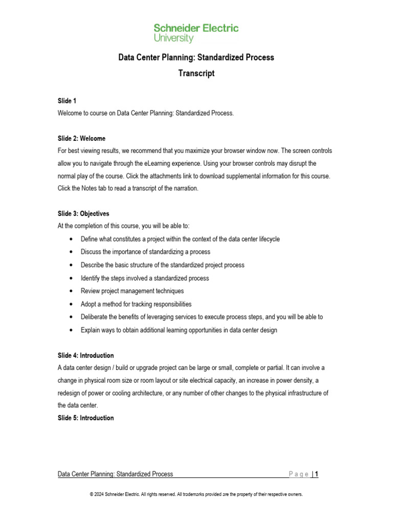 Data Center System Planning Standardized Process Transcript | PDF ...