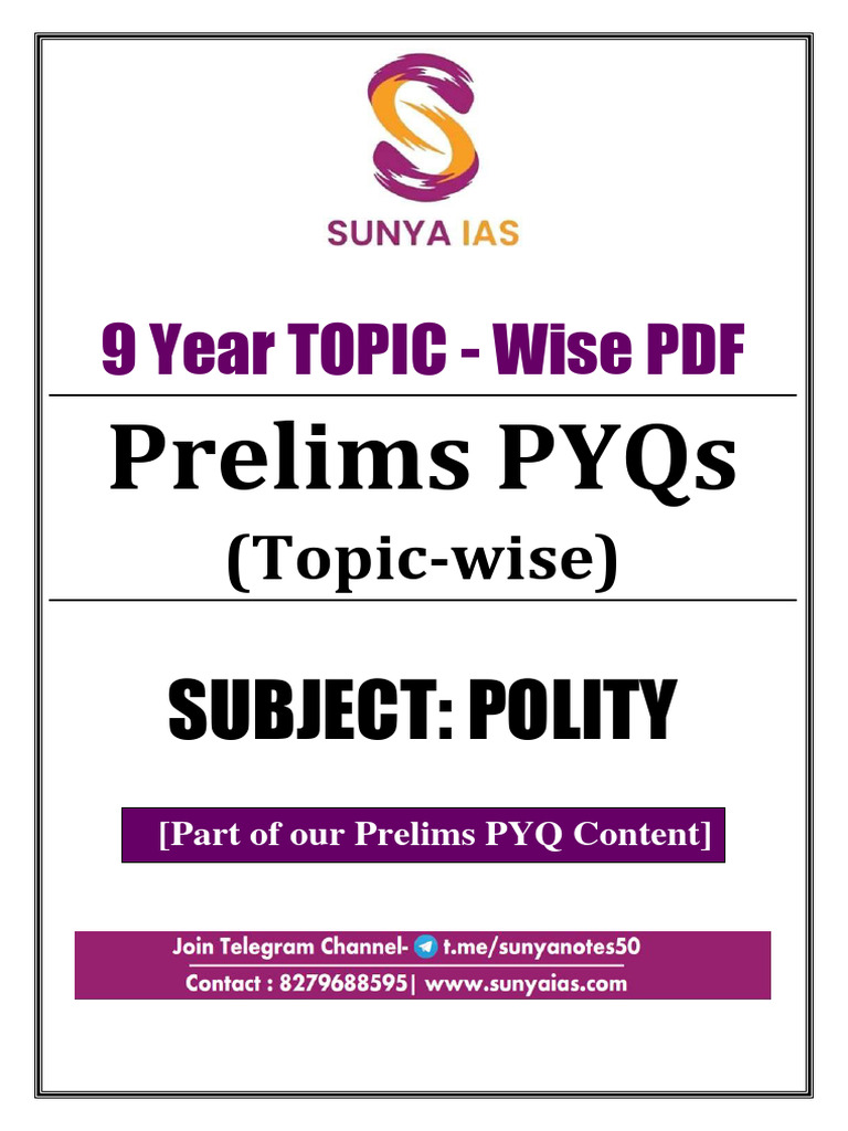 Polity Topicwise - 9 Year PYQs QP Sunya IAS | PDF | Public Law ...