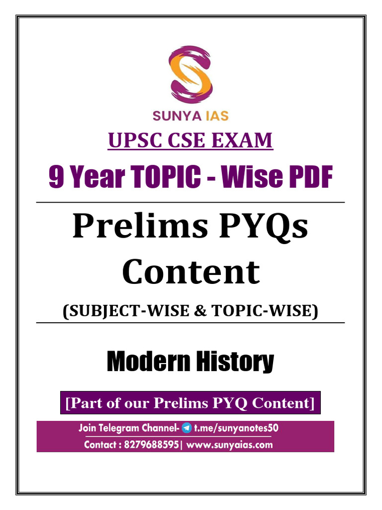 Modern Hist Sol PYQ Topicwise Sunya IAS 2024 | PDF | Mahatma Gandhi ...