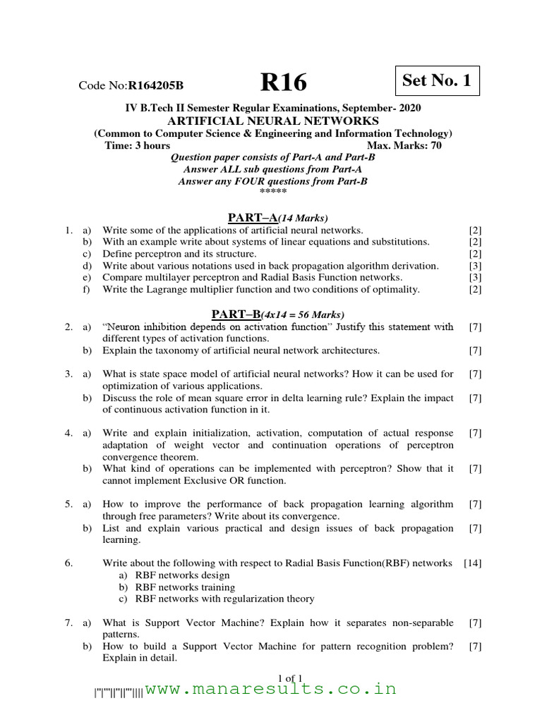 WWW - Manaresults.co - In: Set No. 1 | PDF | Artificial Neural Network | Computational Neuroscience