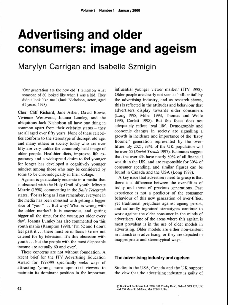 Advertising and Older Consumers | PDF | Advertising | Ageism
