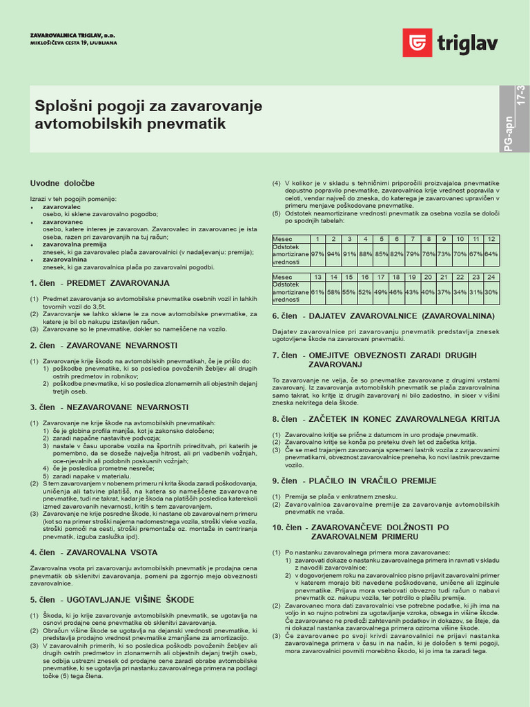 Zavarovanje Avtomobilskih Pnevmatik | PDF