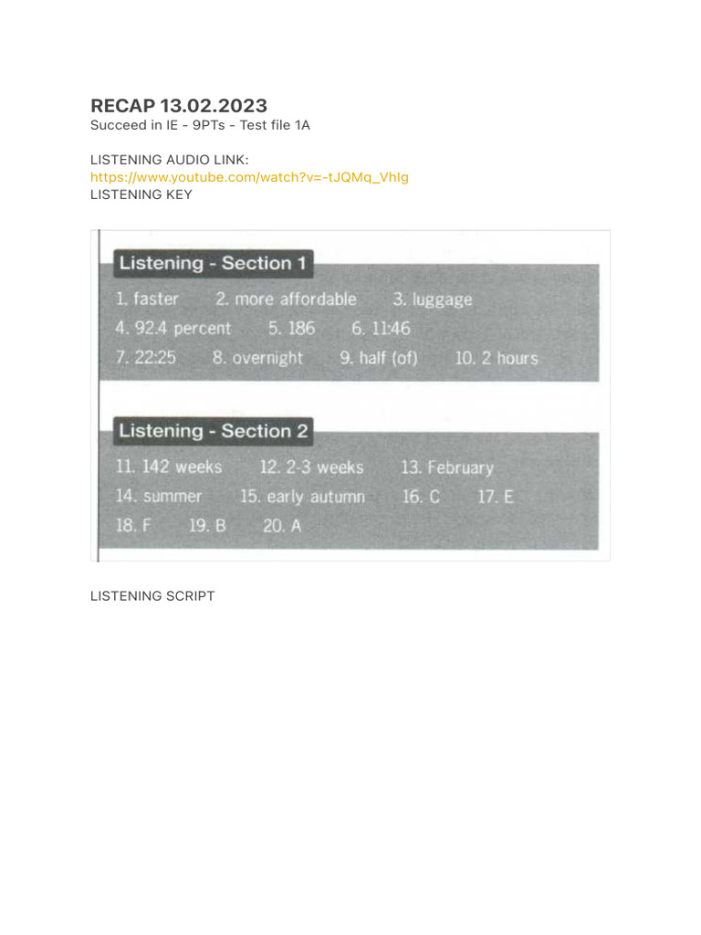 Succeed in IE Test 1A Recap | PDF | Computers | Technology & Engineering