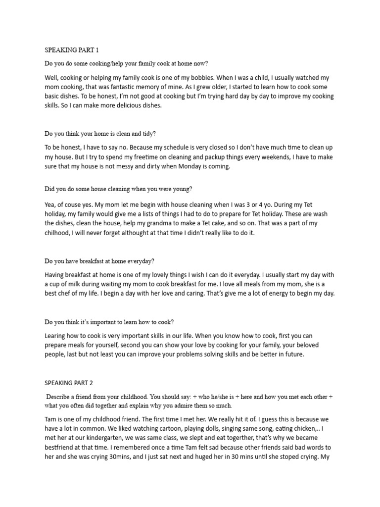 Speaking Part 1 | PDF