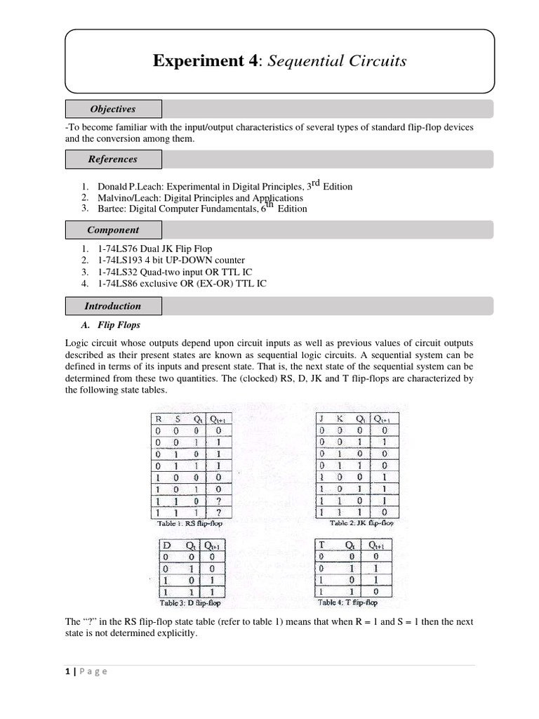 Experiment 4 - Lab | PDF | Digital Electronics | Electronic Circuits