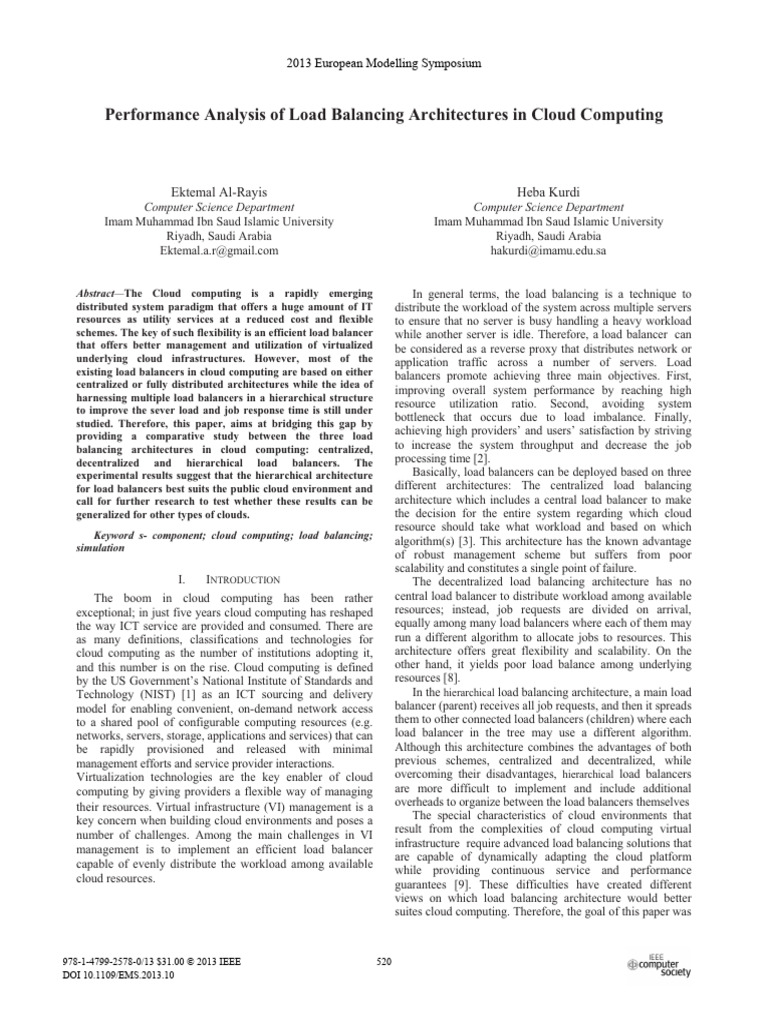 Al Rayis2013 | PDF | Load Balancing (Computing) | Cloud Computing