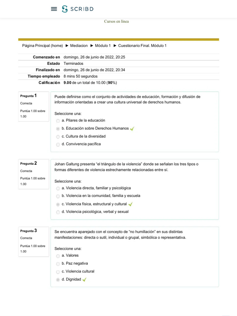 6.cuestionario Final. Módulo 1 - PDF - Violencia - Derechos Humanos | PDF | Wellness ...