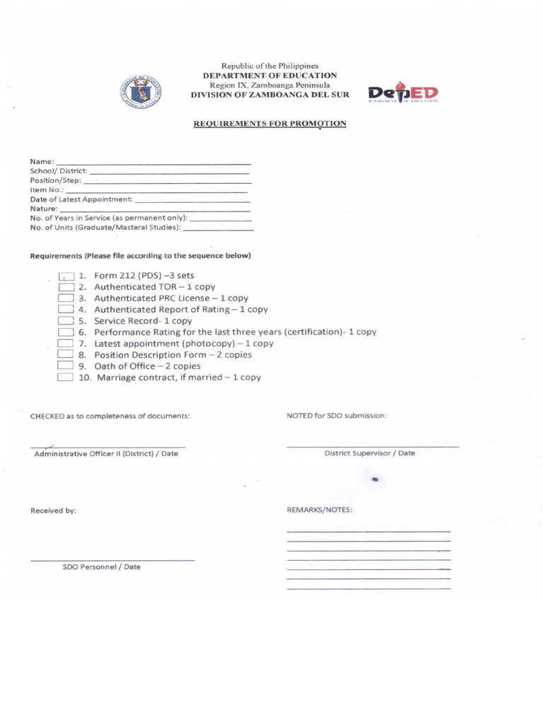 Requirements For Promotion | PDF