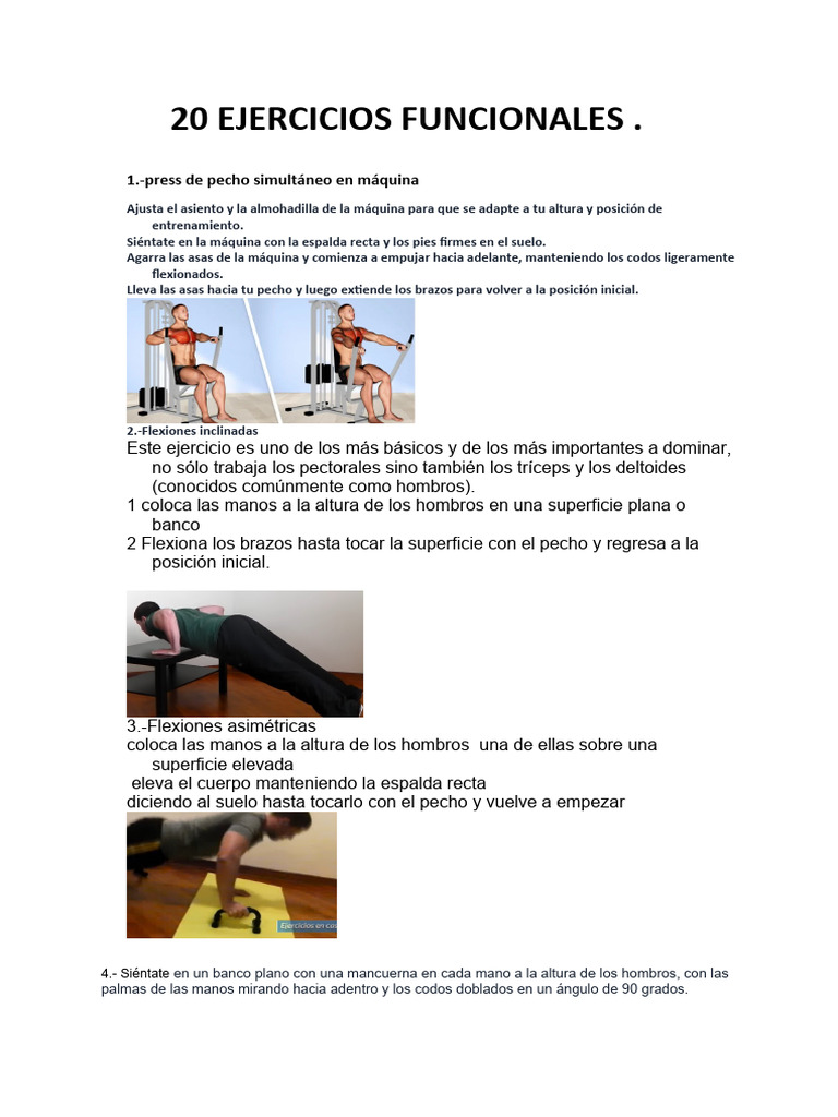 20 EJERCICIOS FUNCIONALES | PDF | Entrenamiento con pesas