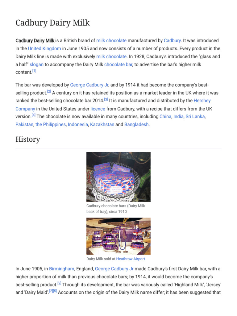Cadbury Dairy Milk: A British Legacy | PDF | Snack Food | Confectionery