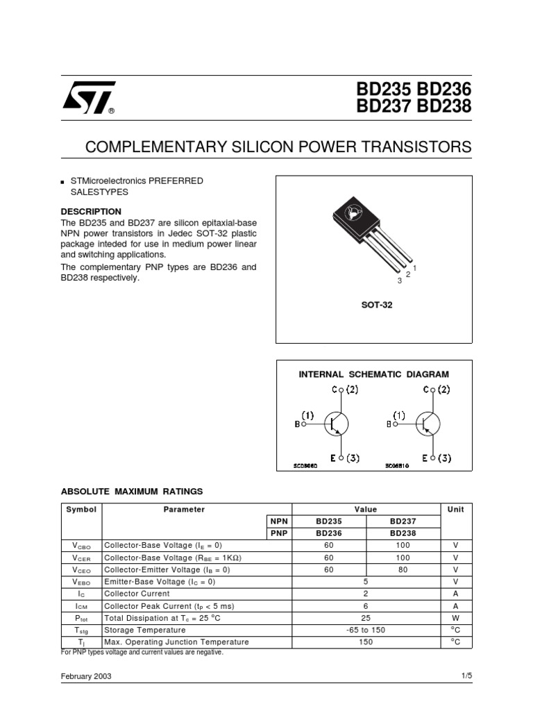 BD235-235-237-238 | Bipolar Junction Transistor | Electrical Equipment