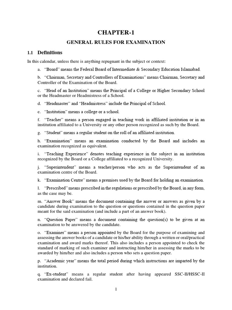 Federal Board Examination Rules Overview | PDF | University And College ...