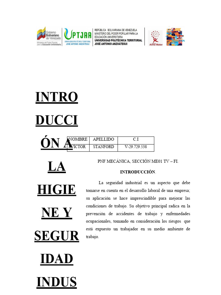 1era Asignacion Electiva Tecnico Victor Stanford | PDF | Riesgo ...