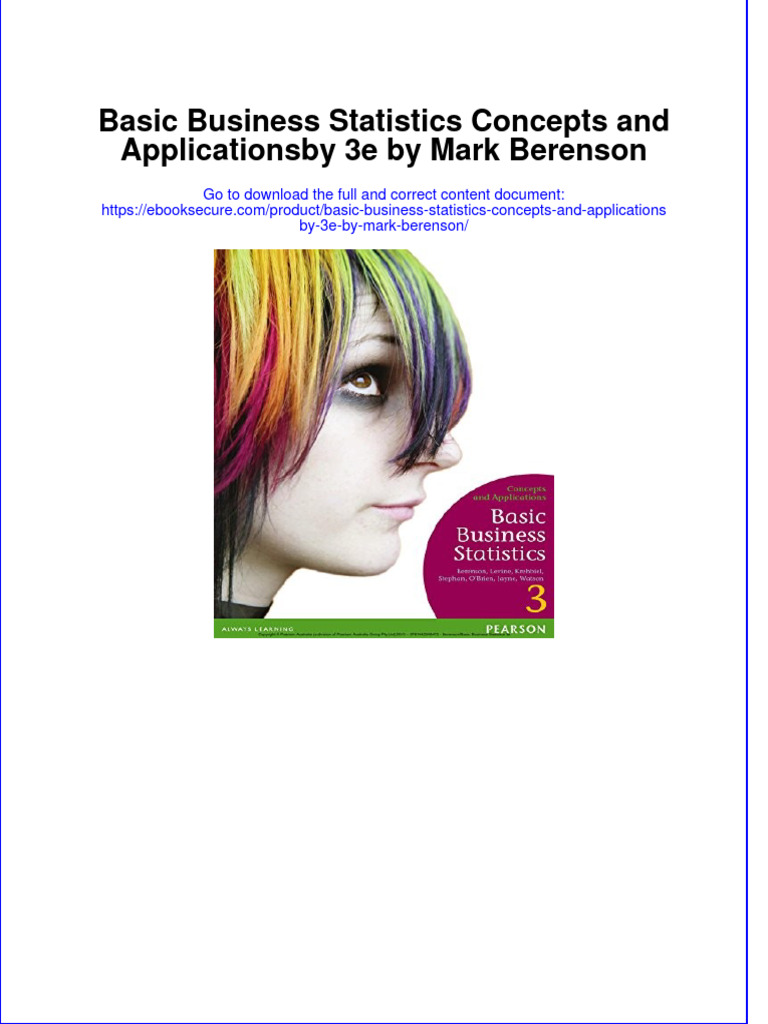 Basic Business Statistics Concepts and Applicationsby 3e by Mark Berenson | PDF | Statistics ...