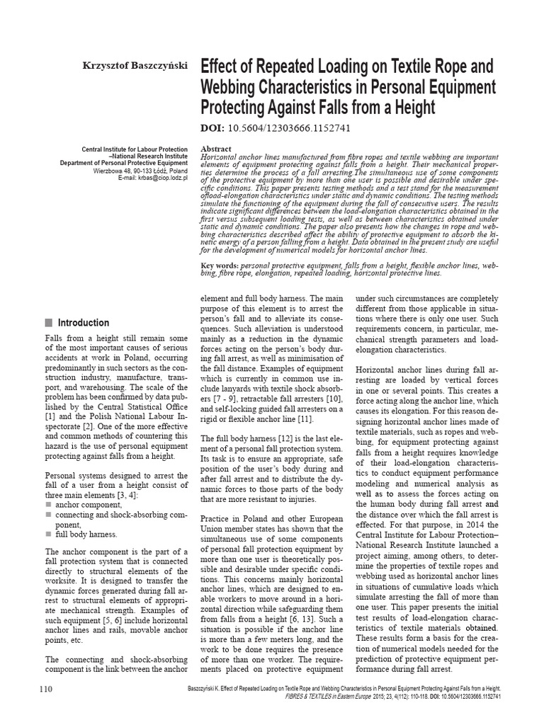 Effect of Repeated Loading On Texti | PDF | Rope | Force