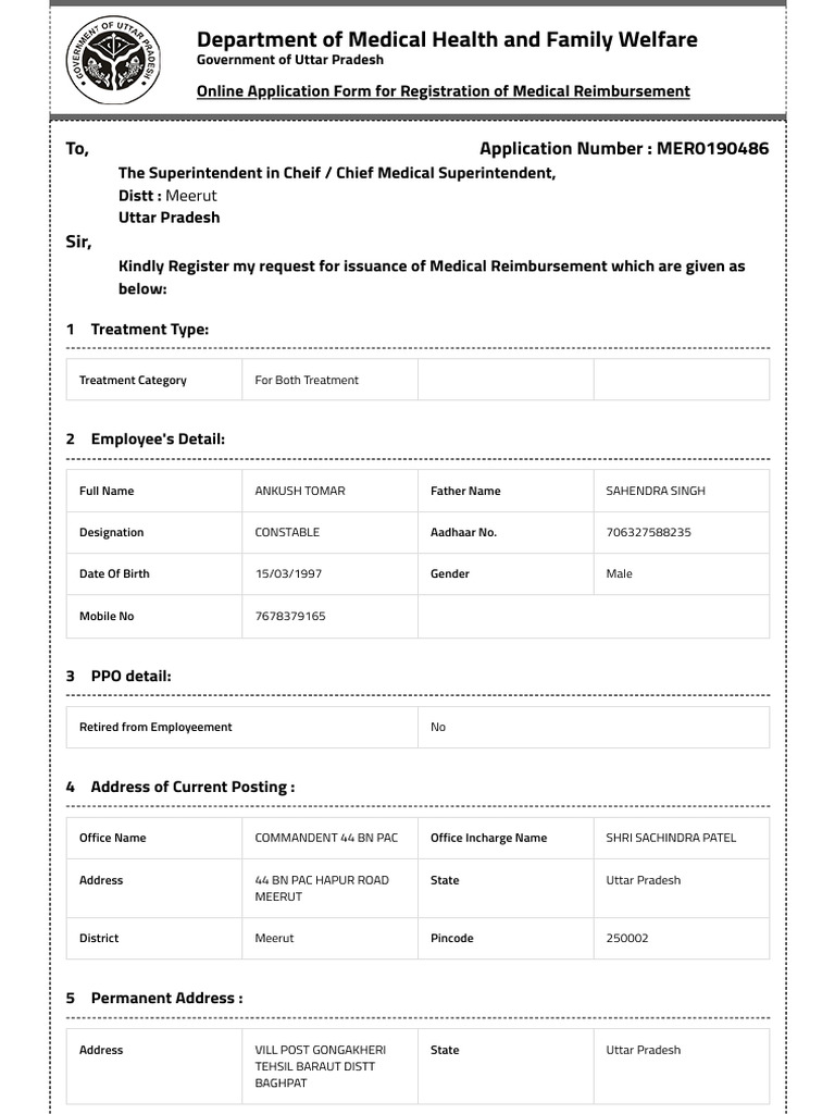 Medical Reimbursement Application | PDF | Medicine | Hospital