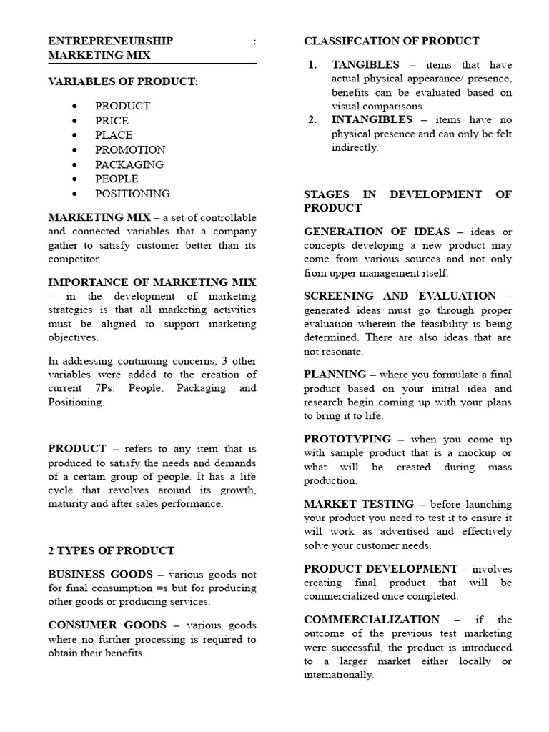 Entrepreneurship Notes | PDF | Pricing | Marketing