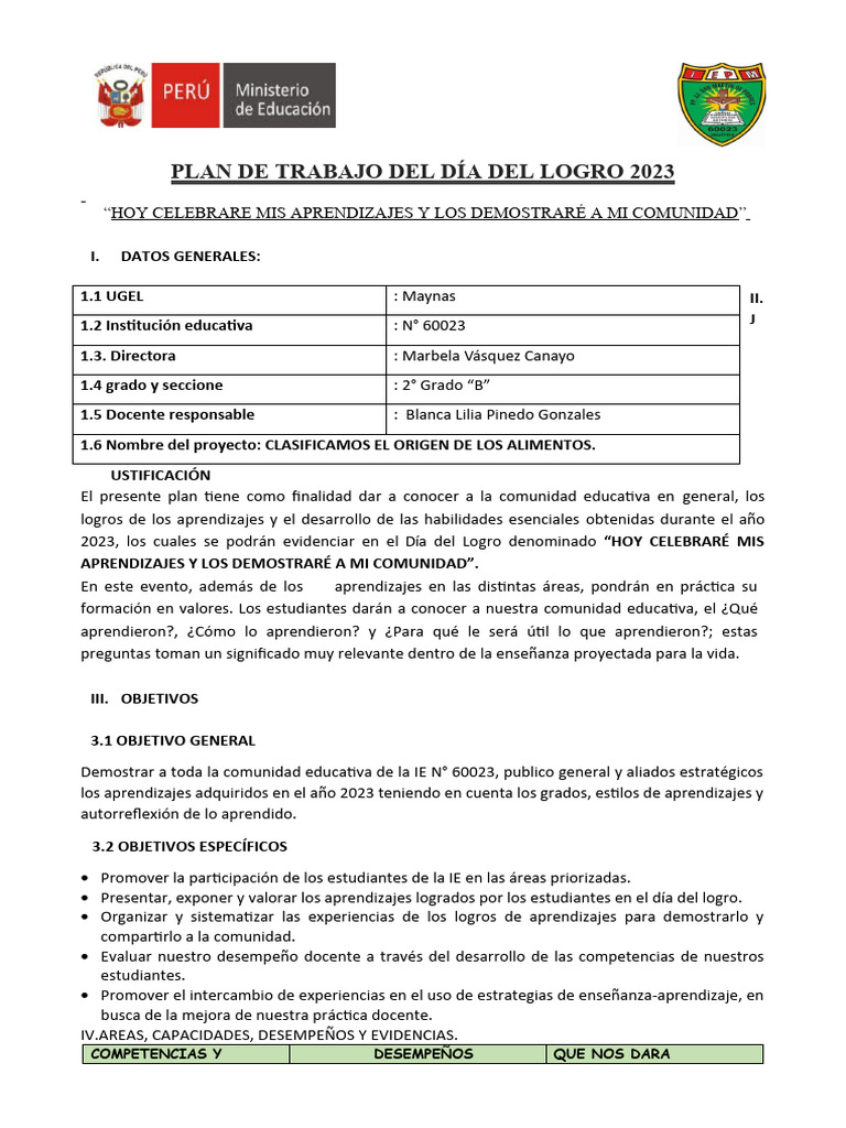 DIA DEL LOGRO 2 GRADO blanca 2024 | Descargar gratis PDF | Enseñando ...