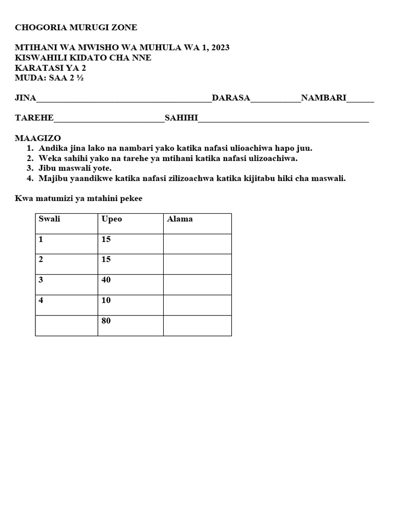 KISW PAPER 2 QS | PDF