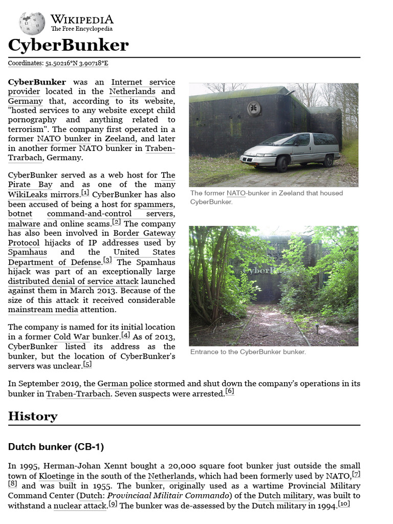 CyberBunker - Wikipedia | PDF | Internet | Cyberspace