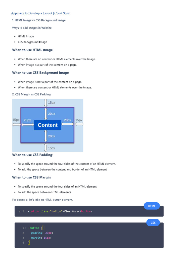 HTML&CSS-10.Approach To Develop A Layout Cheet Sheet | PDF