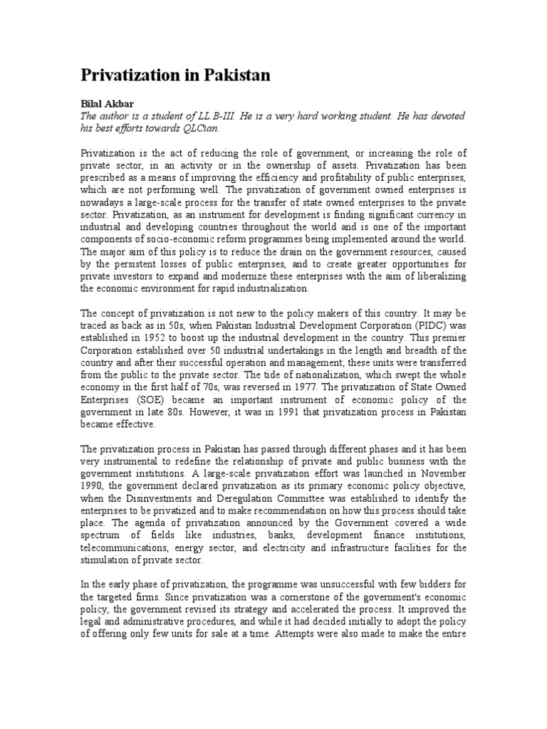 Privatization in Pakistan | Download Free PDF | Privatization | State Owned Enterprise