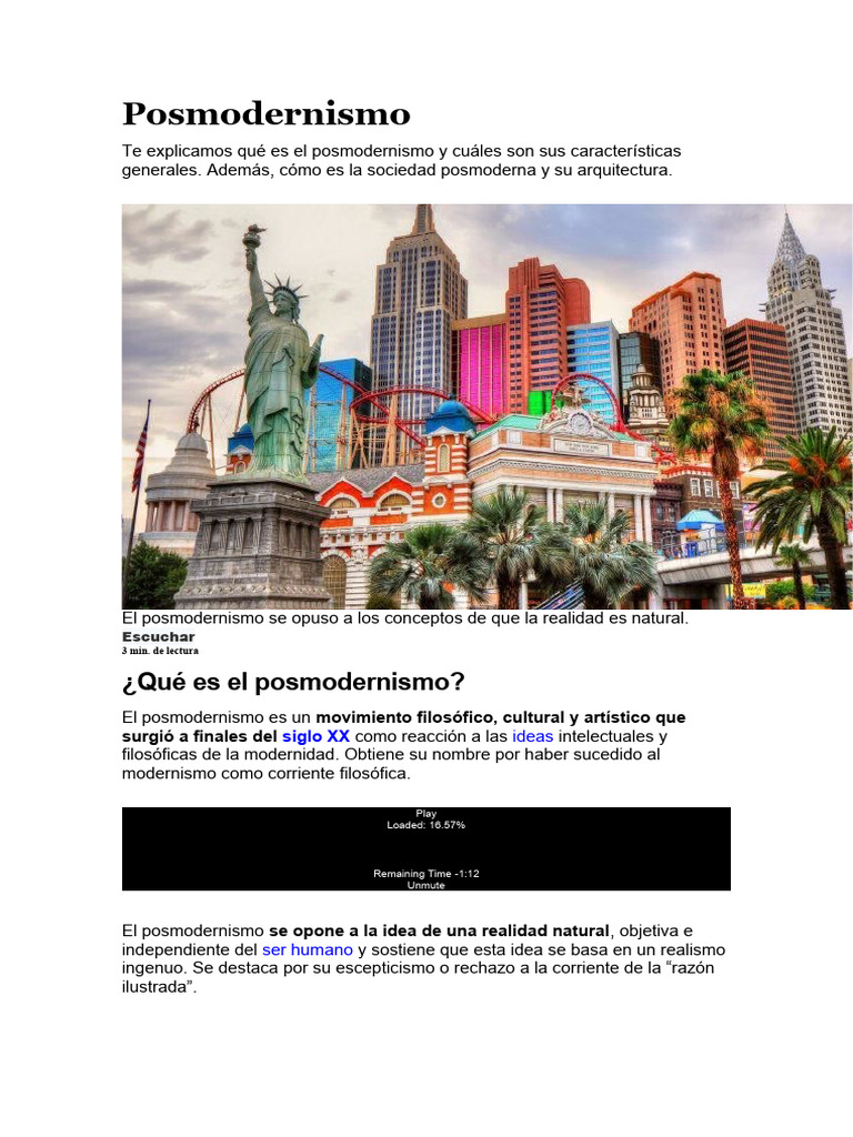 Postmodernismo | PDF | Posmodernismo | Filosofía contemporánea
