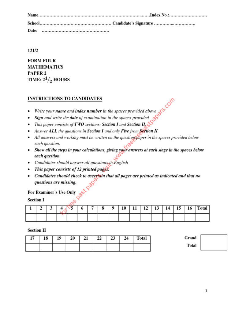 Form 4 Math PP2 QSTNS | PDF | Salary | Mathematics
