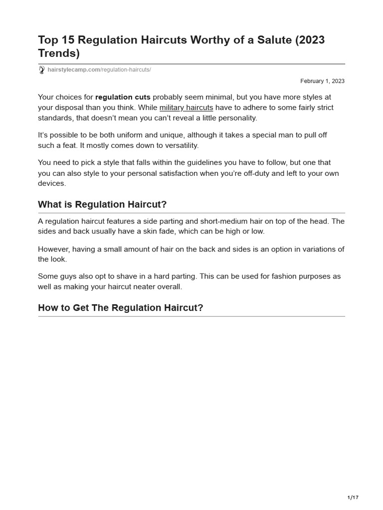 Regulation Haircut | Download Free PDF | Hairstyle | Hair