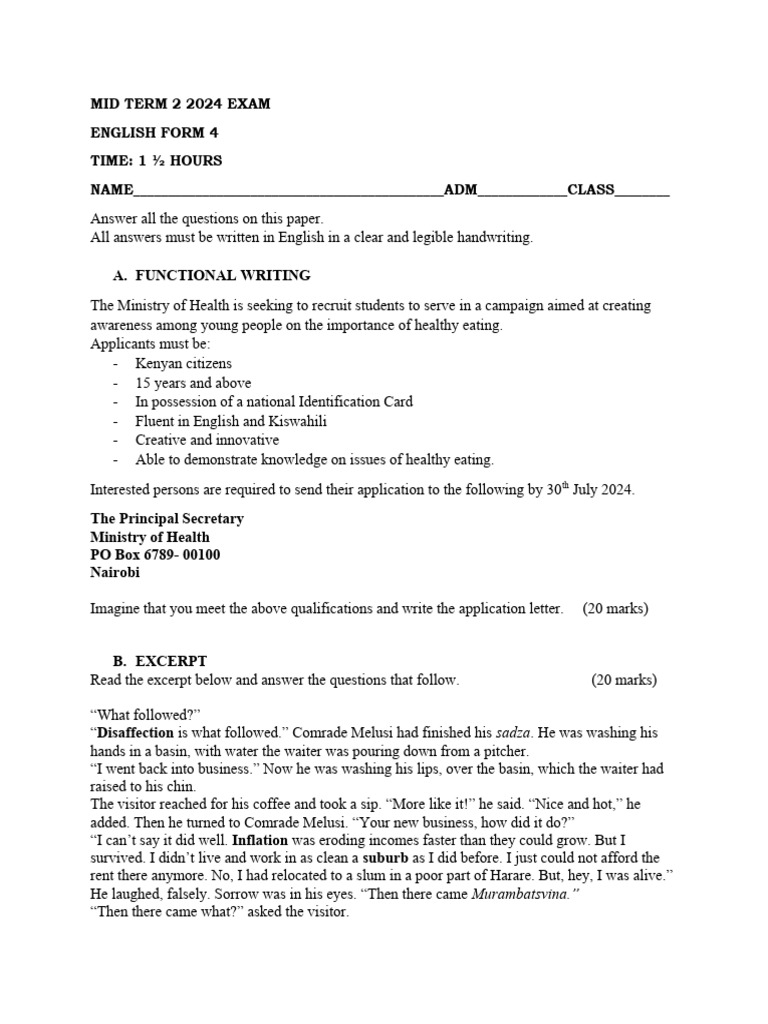 English F4 QS Mid T2 Teacher - Co - .Ke | PDF | Linguistics | Syntax