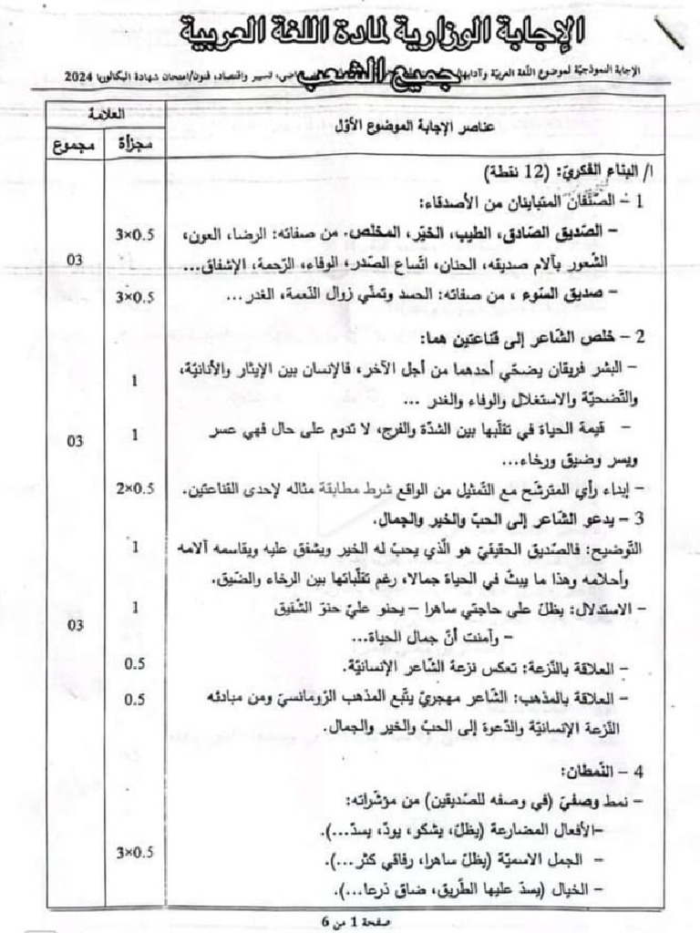 Bac2024 Arabic Sci Correction | PDF