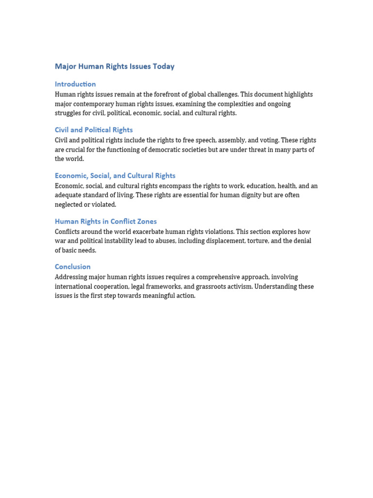 Major Human Rights Issues Today | PDF | Social Science
