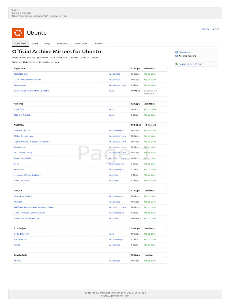 Mirrors - Ubuntu | PDF | Computing | Application Layer Protocols