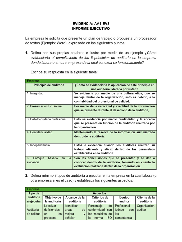 Actividad - 1 - Evidencias - AA1-Ev3 Informe Ejecutivo. | PDF ...