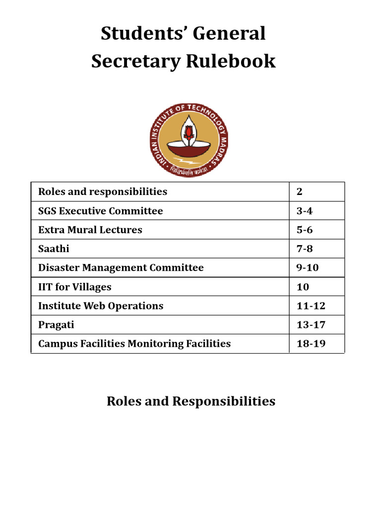 Students’ General Secretary Rulebook-1 | PDF | Mentorship | Emergency Management