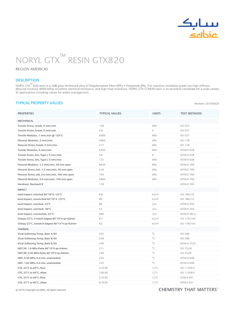 NORYL GTX™ Resin - GTX820 - Americas - Technical - Data - Sheet | PDF ...