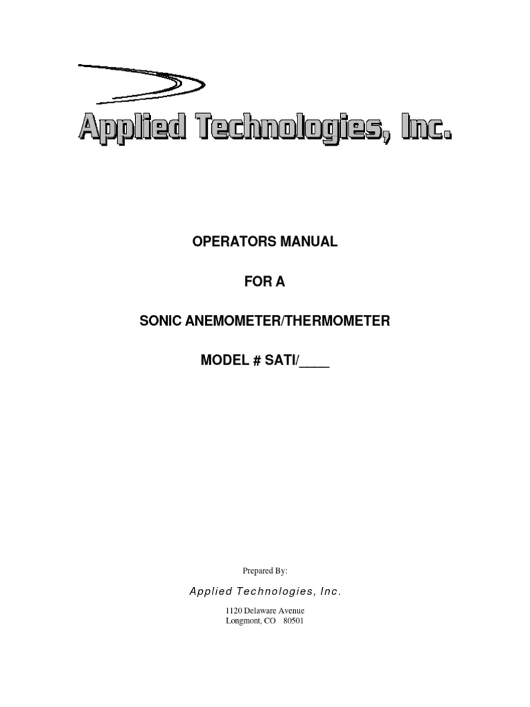 Sonic Anemometer | PDF | Wind Speed | Calibration
