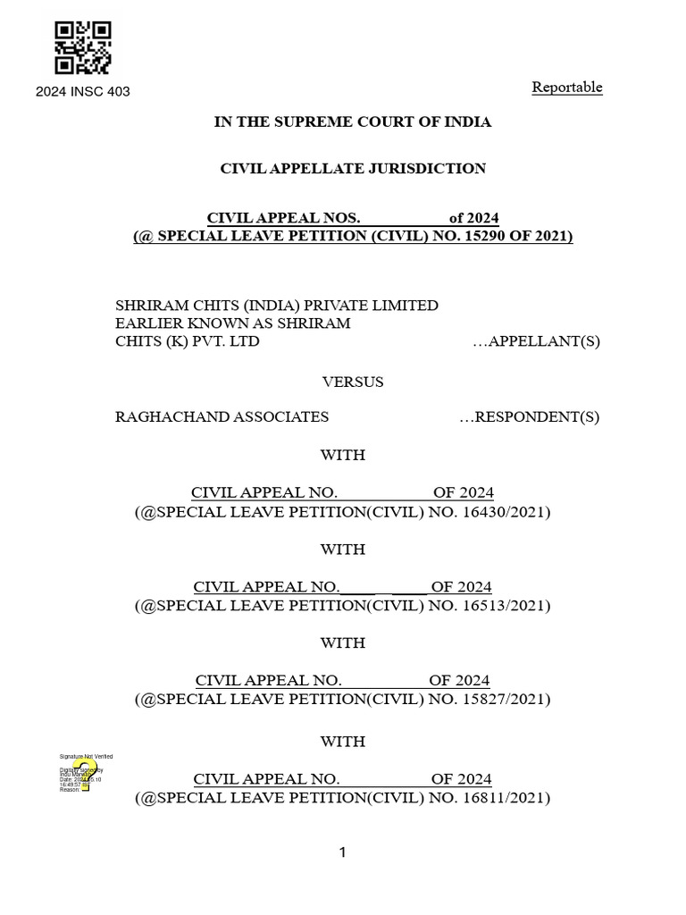 Shriram Chits (India) Private Limited Earlier Known As Shriram Chits (K) PVT LTD Vs Raghachand ...