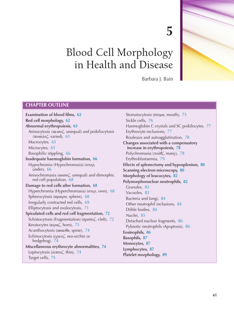 Blood Cell Morphology in Health and Disease. Bain, B. J, 2017 | PDF ...