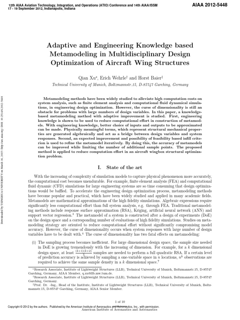 Adaptive and Engineering Knowledge Based Metamodeling in Multidisciplinary Design Optimization ...