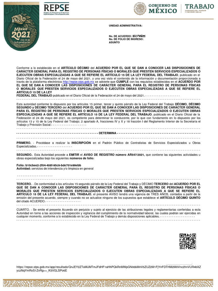 Aviso Registro Repse | PDF | Gobierno | Justicia