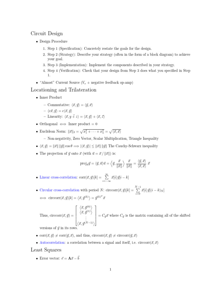 Cheat Sheet Final | PDF | Euclidean Vector | Least Squares