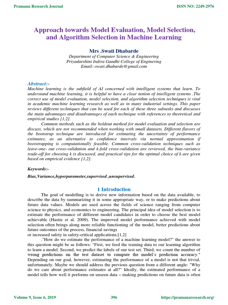 Approach Towards Model Evaluation, Model Selection | PDF | Sensitivity And Specificity | Cross ...