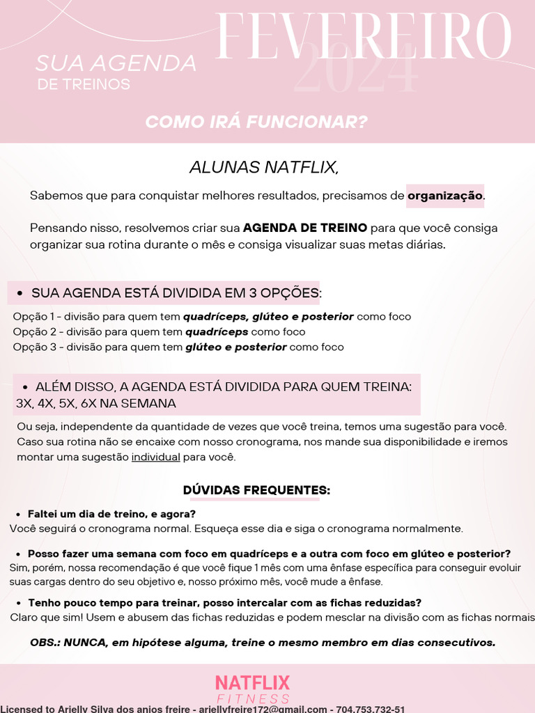 Agenda de Treino - 6X Na Semana - Fevereiro 2024 | PDF