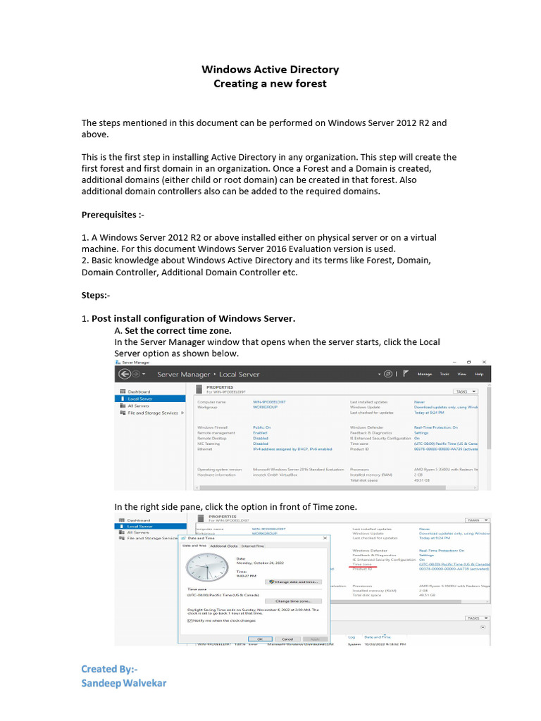 Windows Active Directory-Create A New Forest | PDF | Active Directory | Ip Address