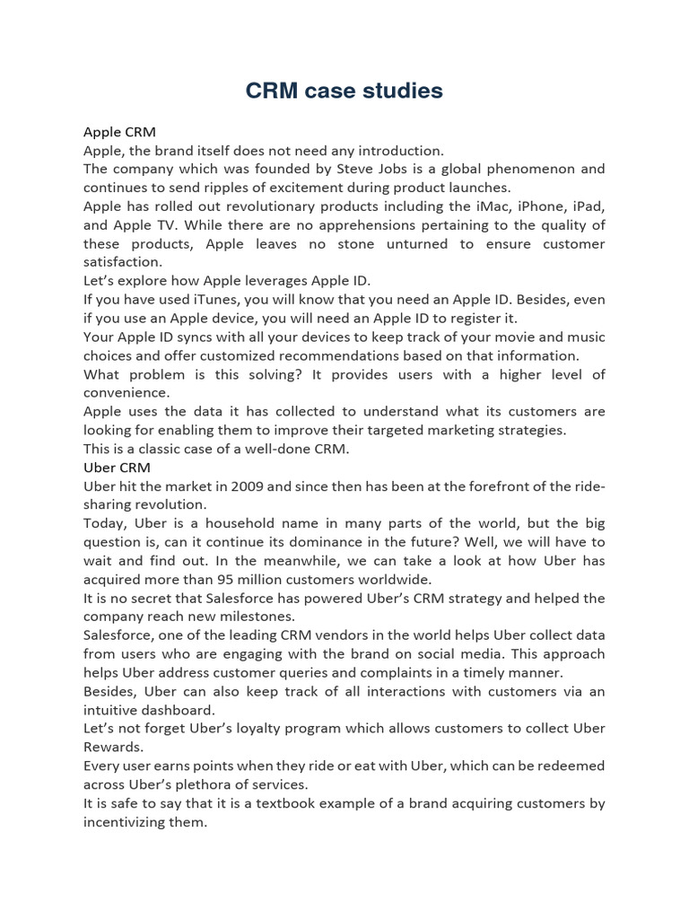 6051 CRM Case Studies | PDF | Customer Relationship Management | Apple Inc.
