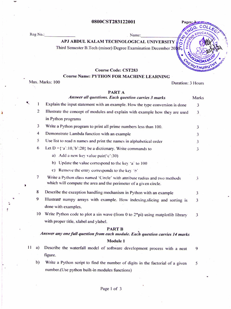 CST283 Python For Machine Learning, December 2020 | PDF | Python (Programming Language ...