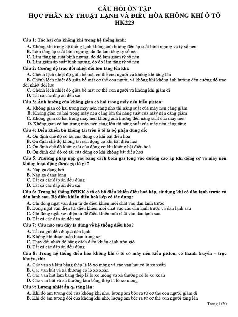 CÂU HỎI ÔN TẬP-KTL VÀ DHKKOTO-GỬI CHO SINH VIÊN-HK223 - | PDF