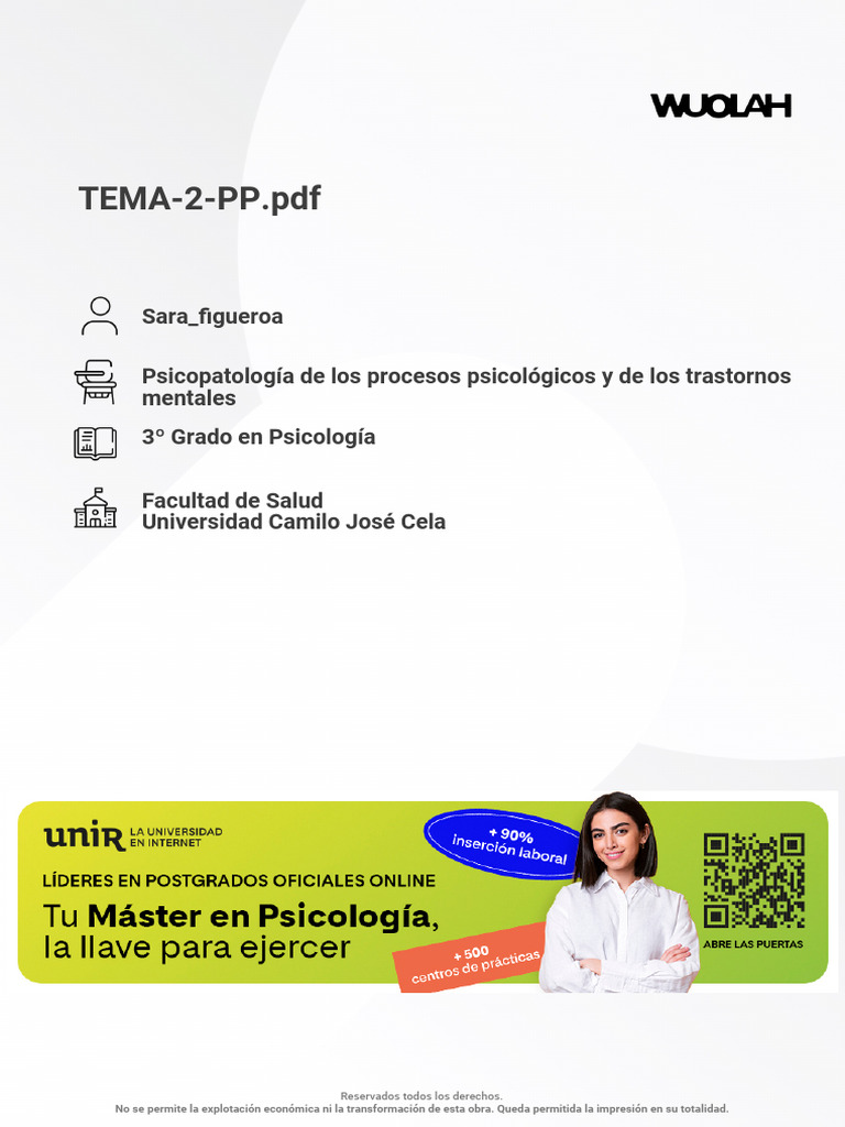 Wuolah Free TEMA 2 PP | PDF | Sicología | Trastorno mental