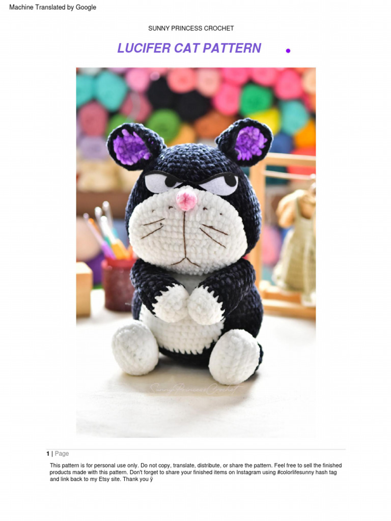 Lucifer Cat | PDF | Crochet | Sewing